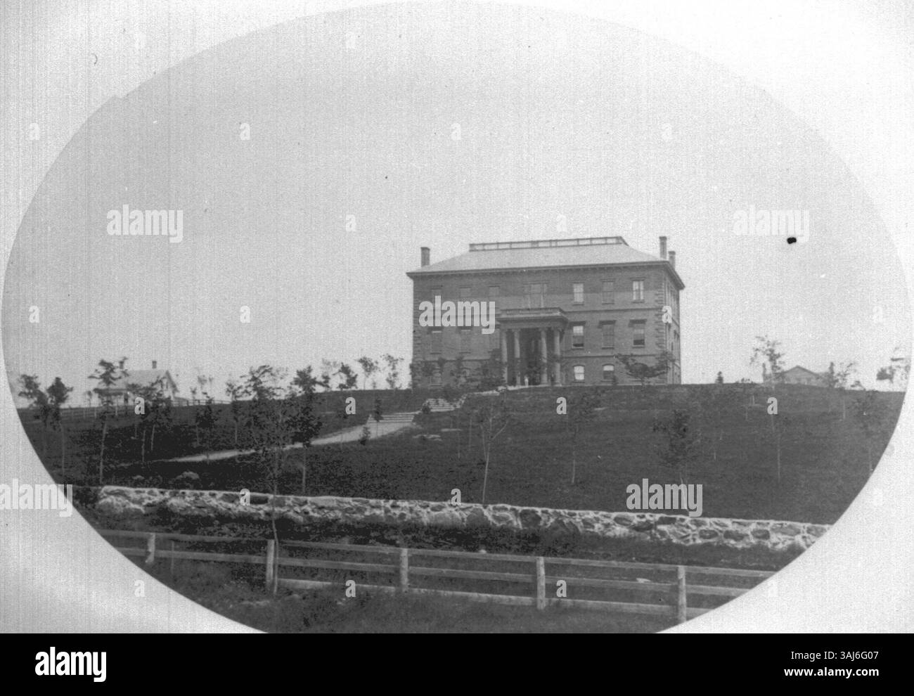 A photograph of Ballou Hall at Tufts College taken in 1860 by Edwin B ...