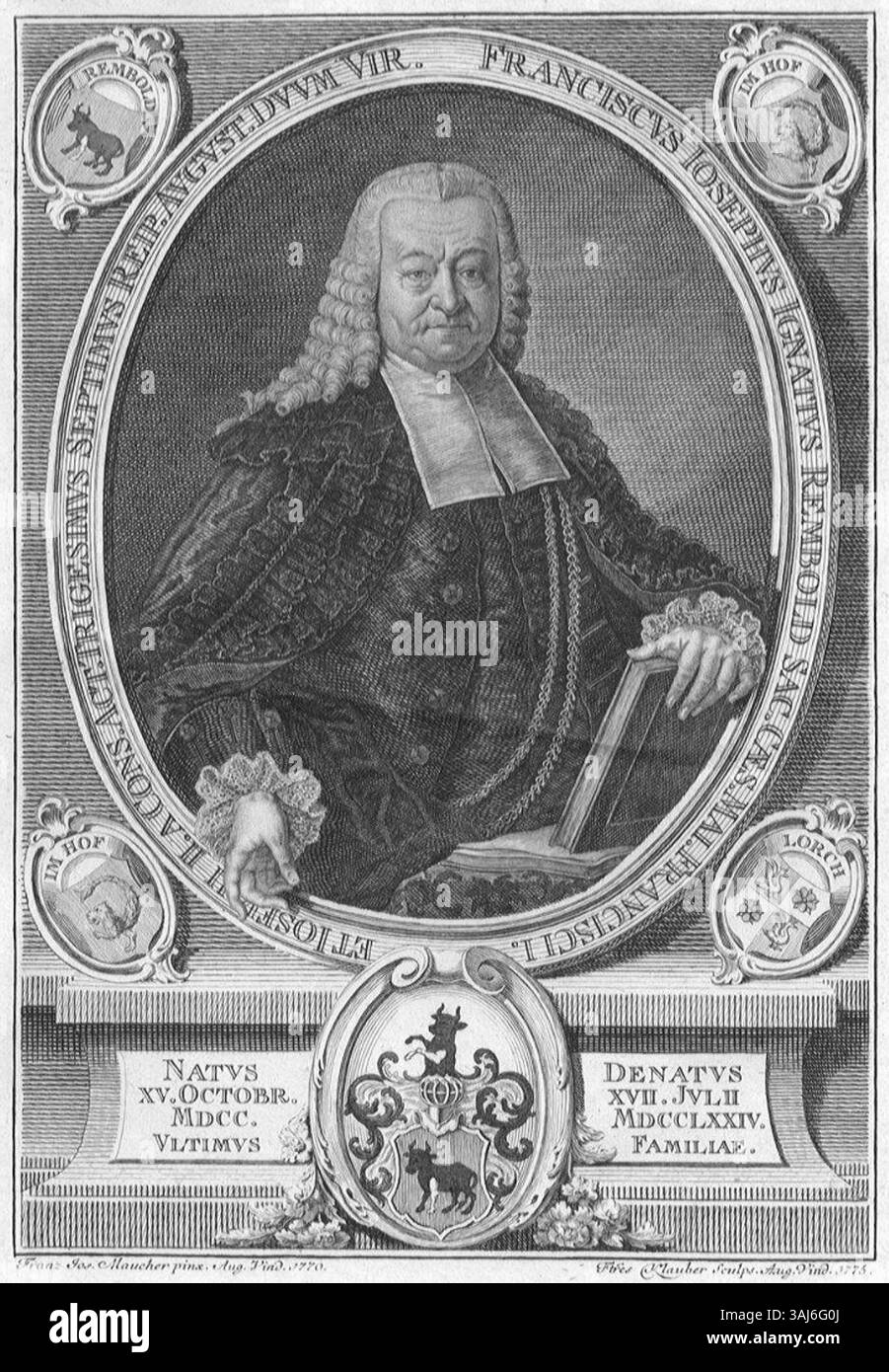 This 1757 engraving by Franz Joseph Ignaz Rembold Klauber depicts the ...