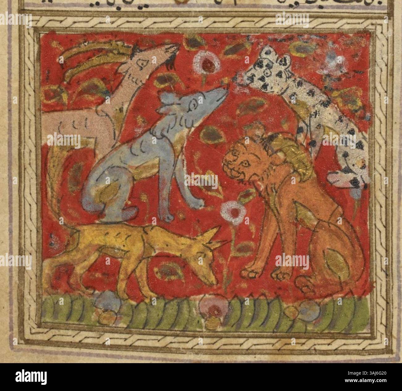 This miniature from a manuscript, created in 1307, illustrates a lion ...