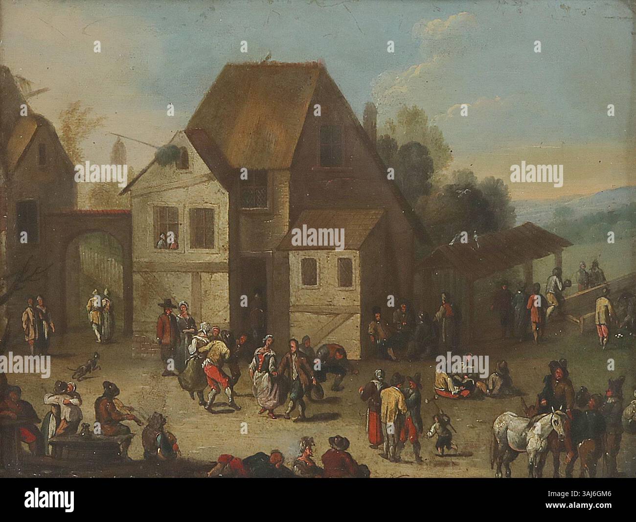 A 17th-century oil painting, attributed to a follower of David Teniers ...