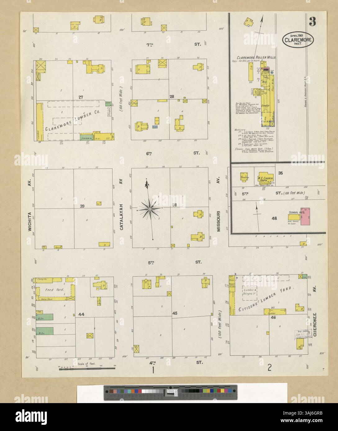 Sanborn Fire Insurance Map, April 1901, of Claremore, Rogers County ...