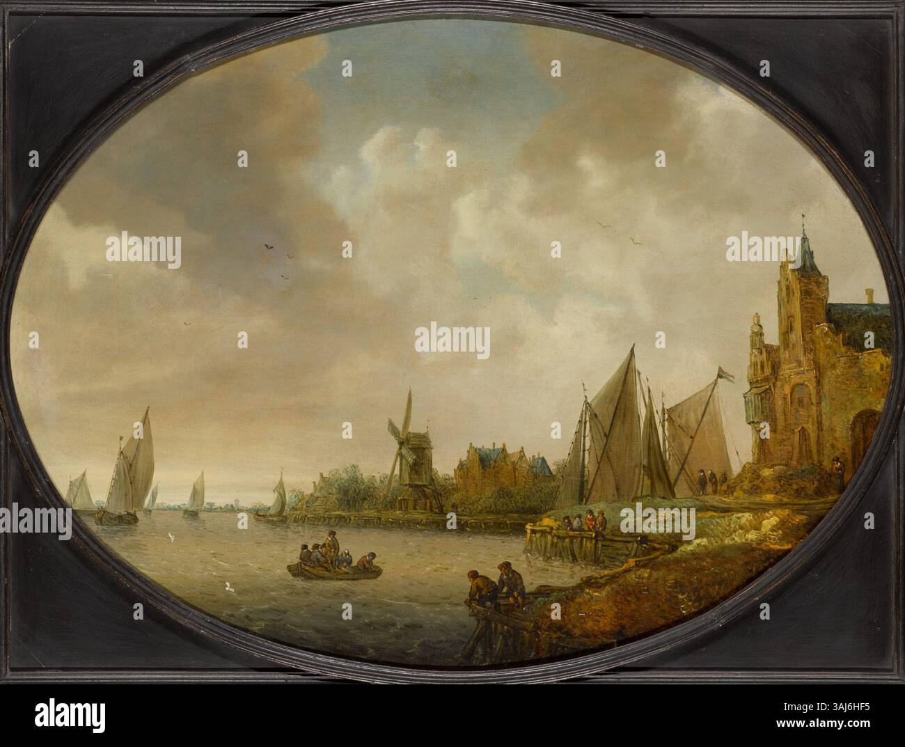 Jan Coelenbier’s river landscape depicts a tranquil scene with a ...