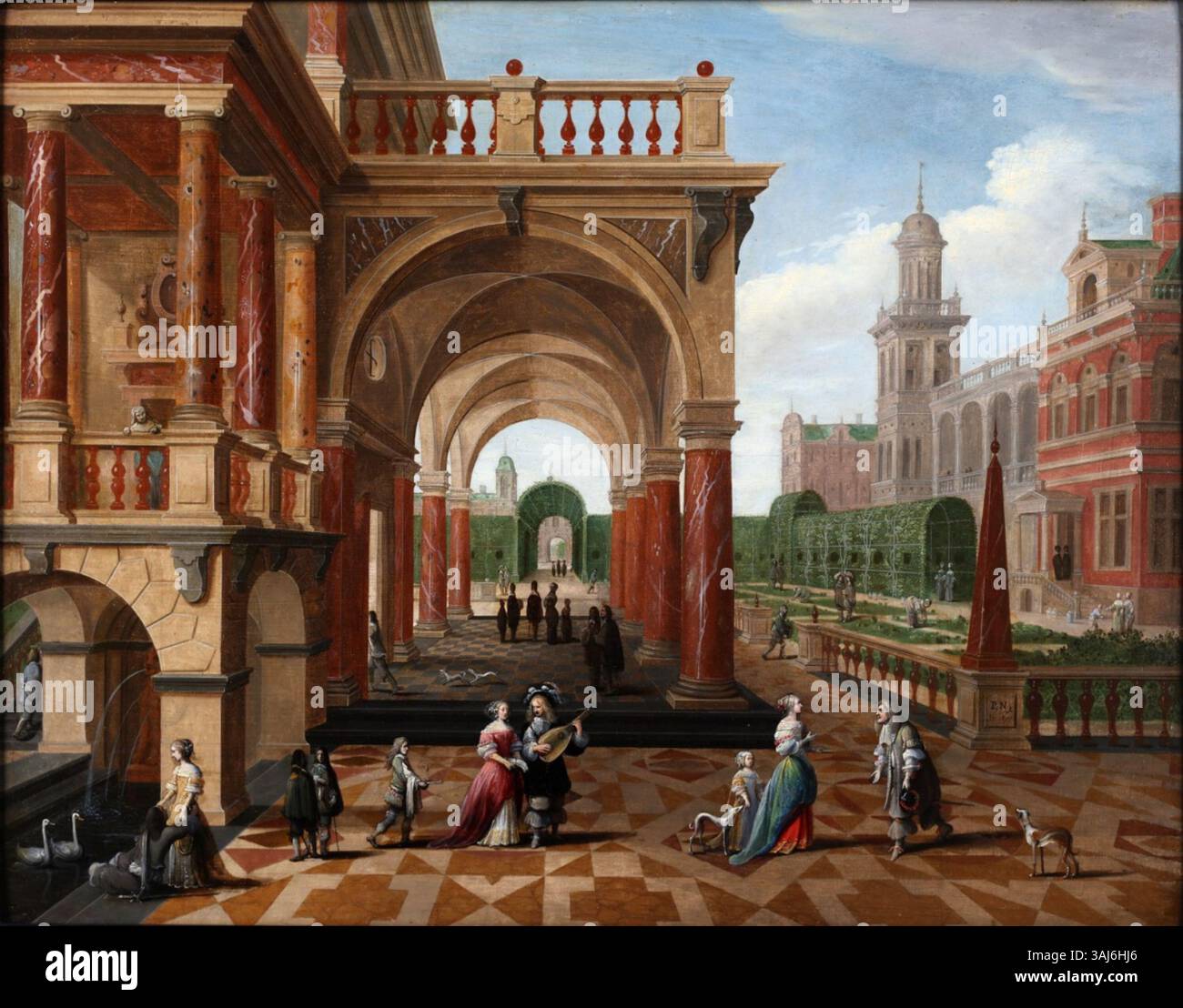 Painting by Pieter Neefs II and Frans Francken III depicting court ...