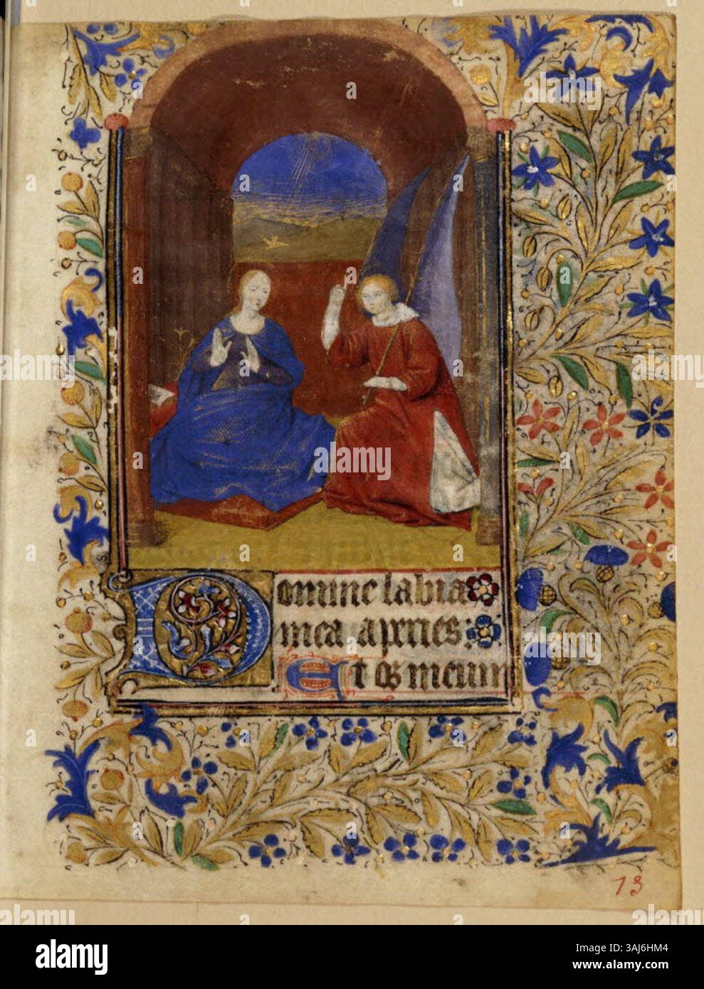 The Annunciation illumination from the Livre d'Heures manuscript ...