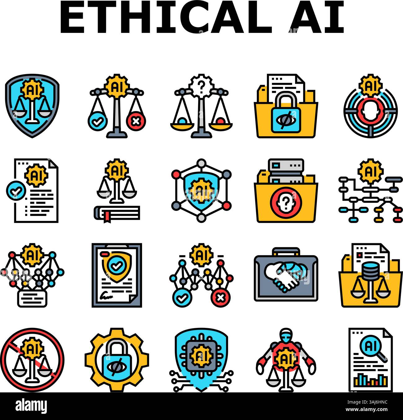 ethical ai bias transparency icons set vector Stock Vector Image & Art ...