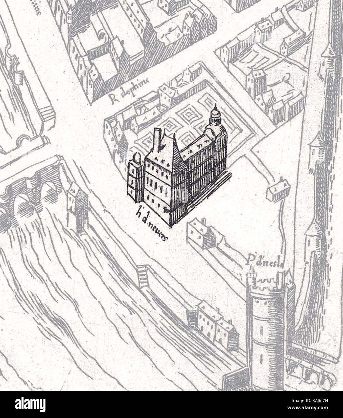 The Hôtel de Nevers is featured on François Quesnel’s 1609 map of Paris ...