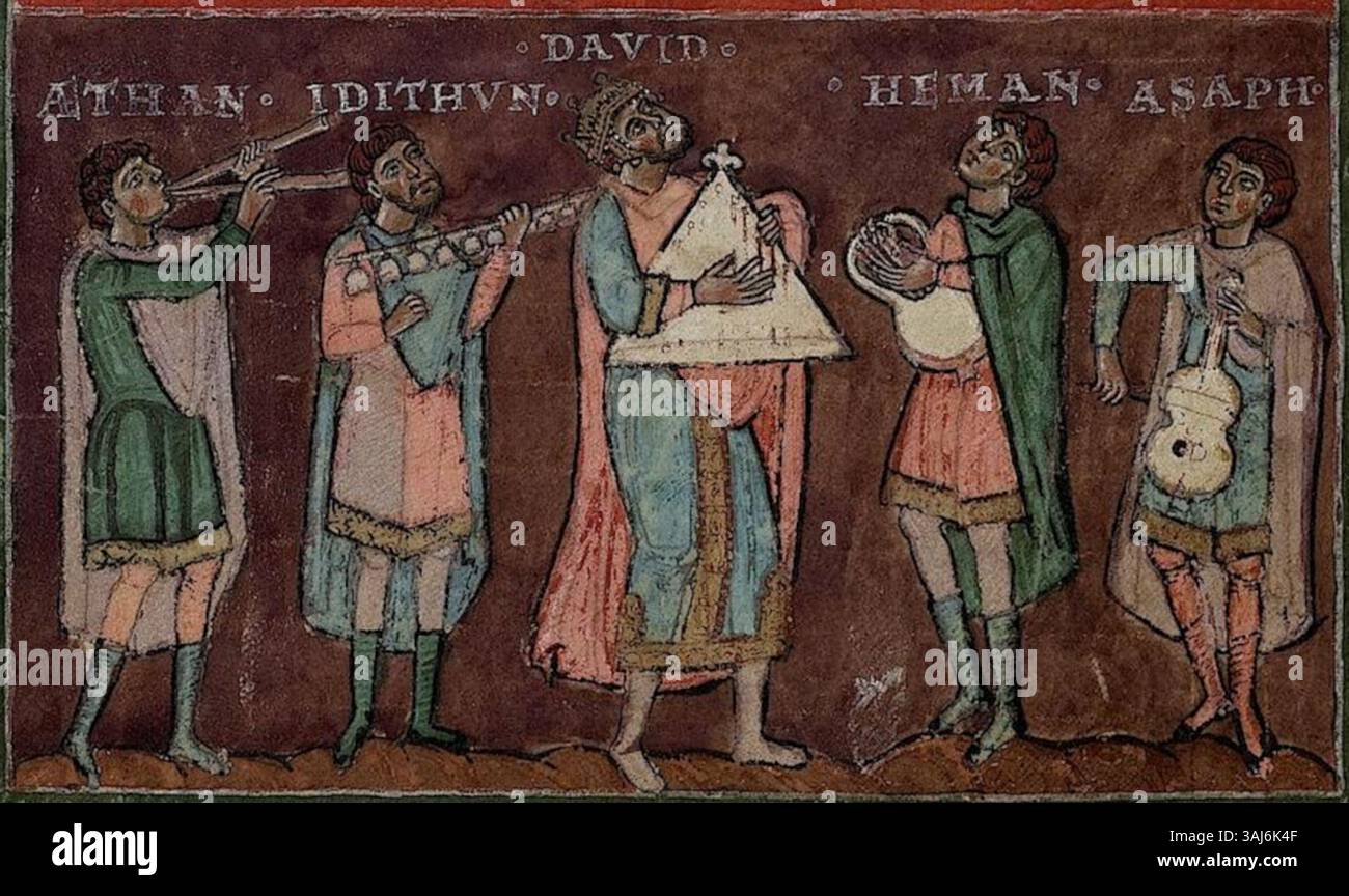 This cropped detail from the Heidelberg Psalter shows King David ...