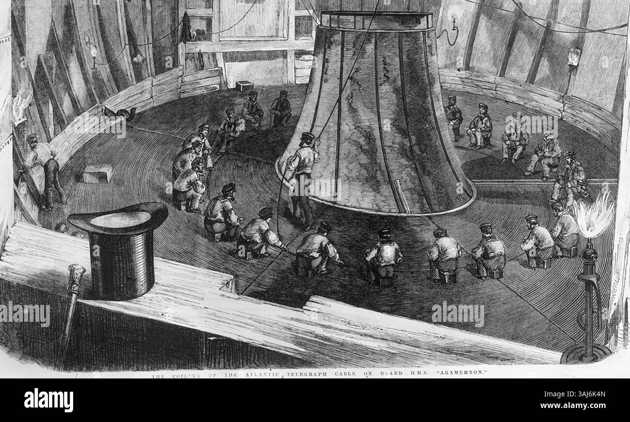 The Atlantic Telegraph Cable was coiled aboard HMS Agamemnon during its ...