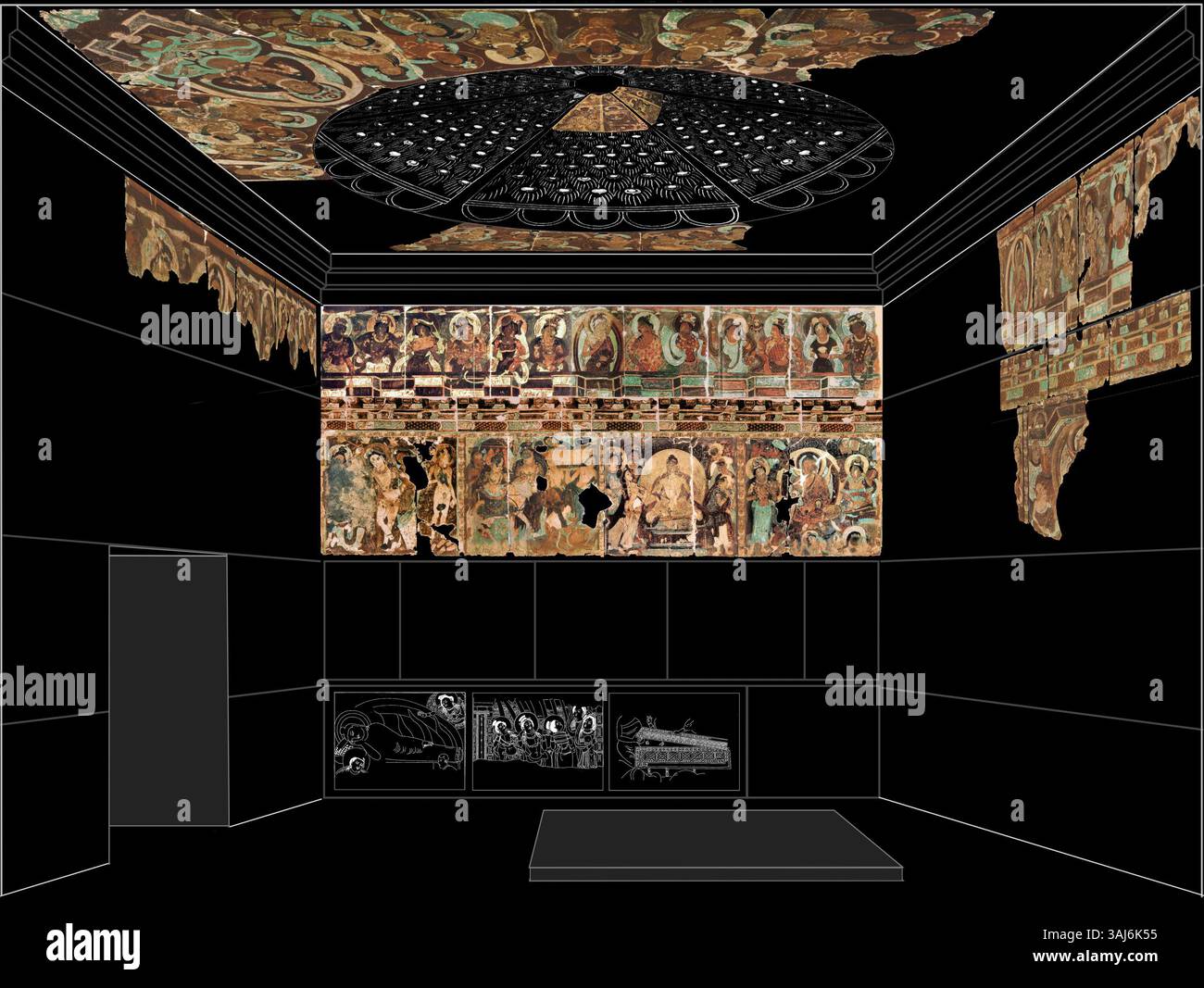 Photographs and drawings of the main cella and remaining paintings from ...