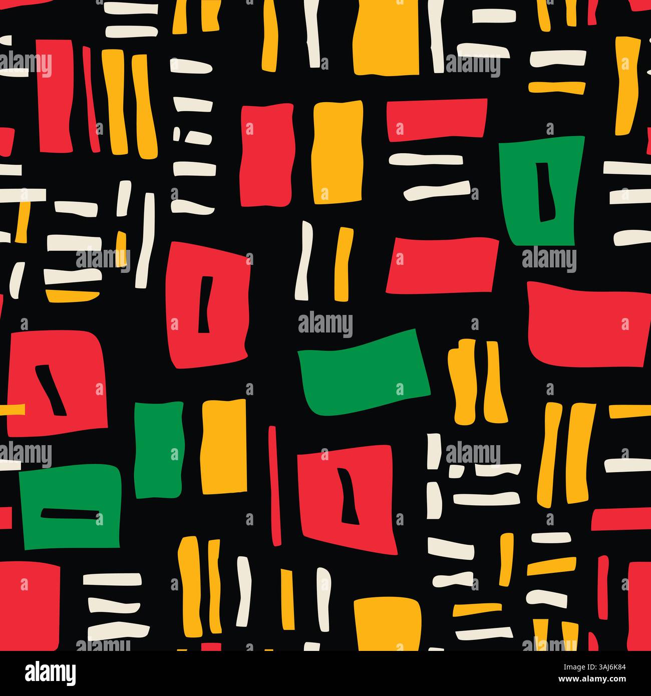 African ethnic seamless pattern in red, yellow, green colors with large ...