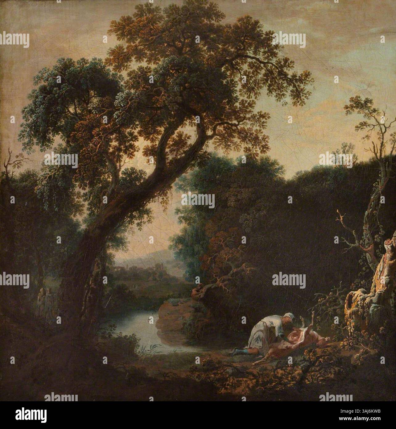 This landscape painting from the Anglo-Netherlandish School depicts a ...