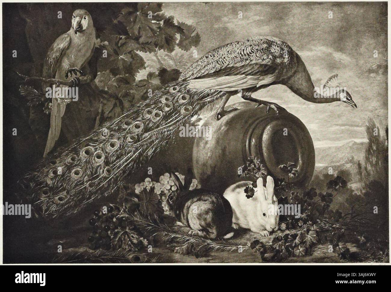 Joannes Fijt's still life 'Peacock, Parrot, and Rabbits' (circa 1680 ...