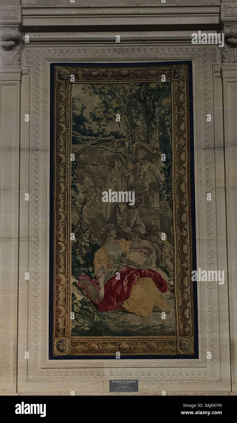 A 1750 tapestry depicting a scene of breakfast, designed by François ...