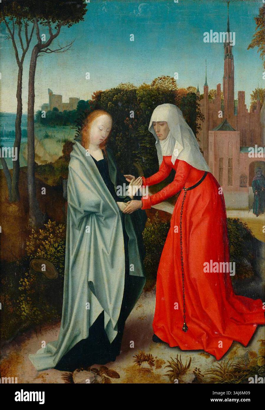 This circa 1500 triptych, by the Circle of Jan Provost, represents the Visitation of Mary with ...