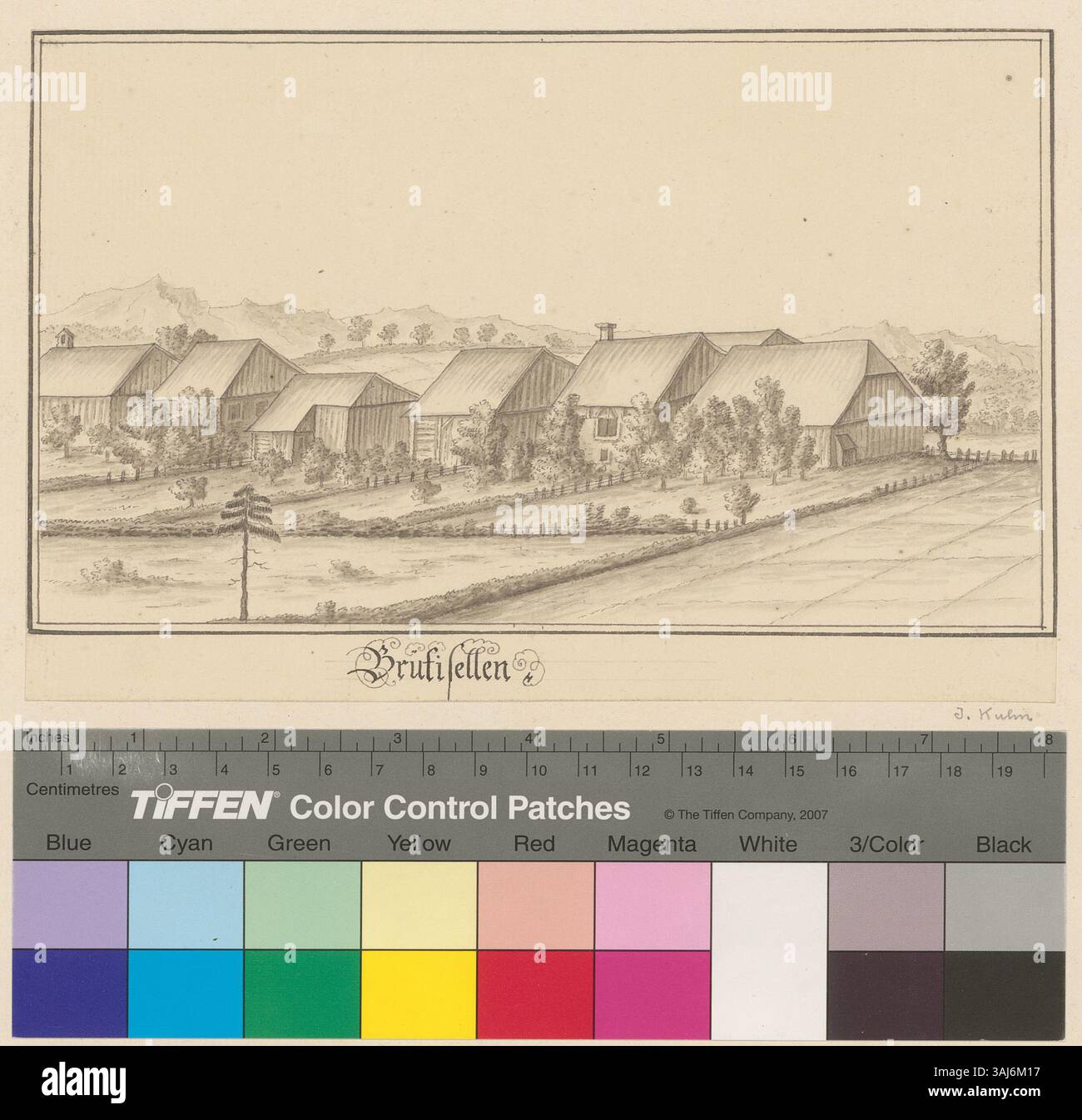 This 1770-1790 drawing by Jakob Kuhn depicts Brütisellen in Switzerland ...