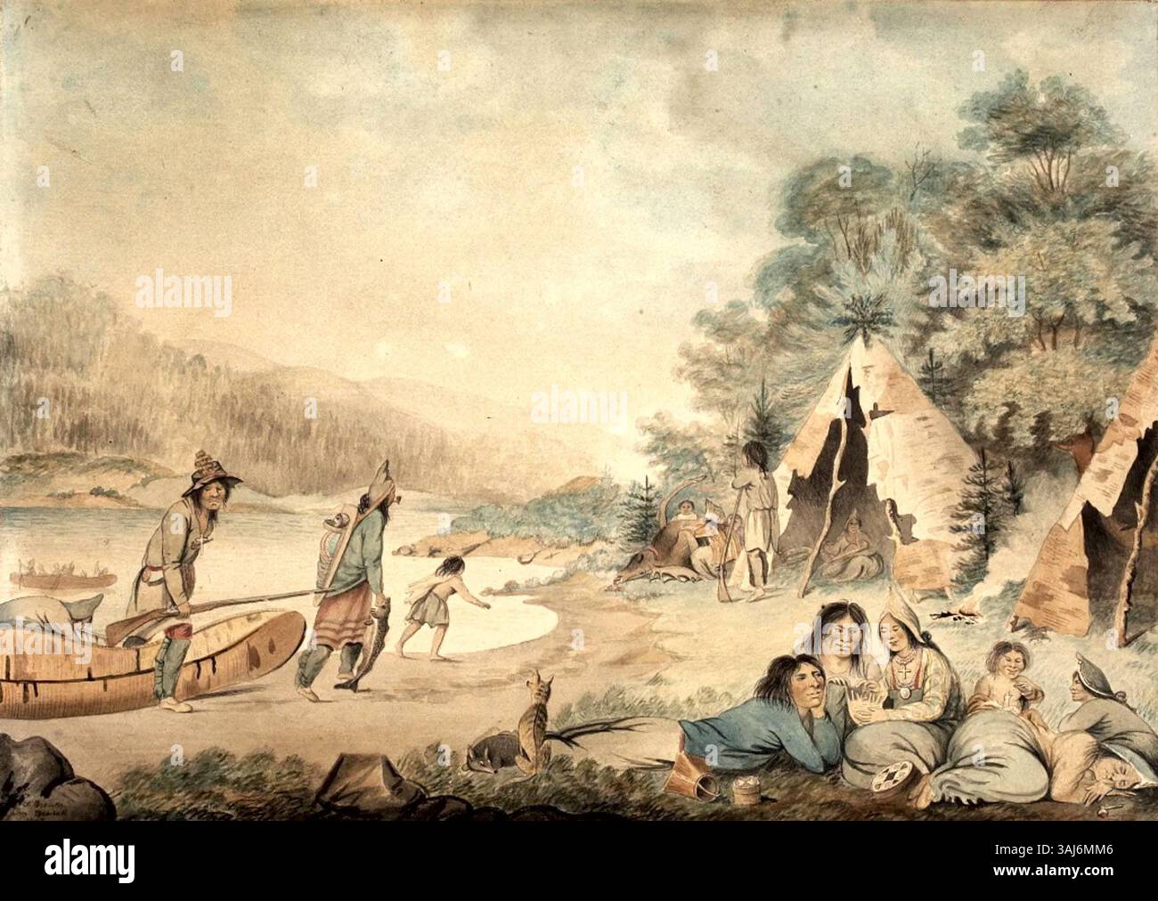 The 'Micmac Encampment' by William Beastall depicts the Indigenous Mi ...