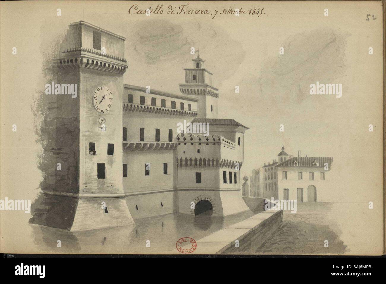 This 1845 drawing by Désiré Monnier depicts a façade of the Castello ...