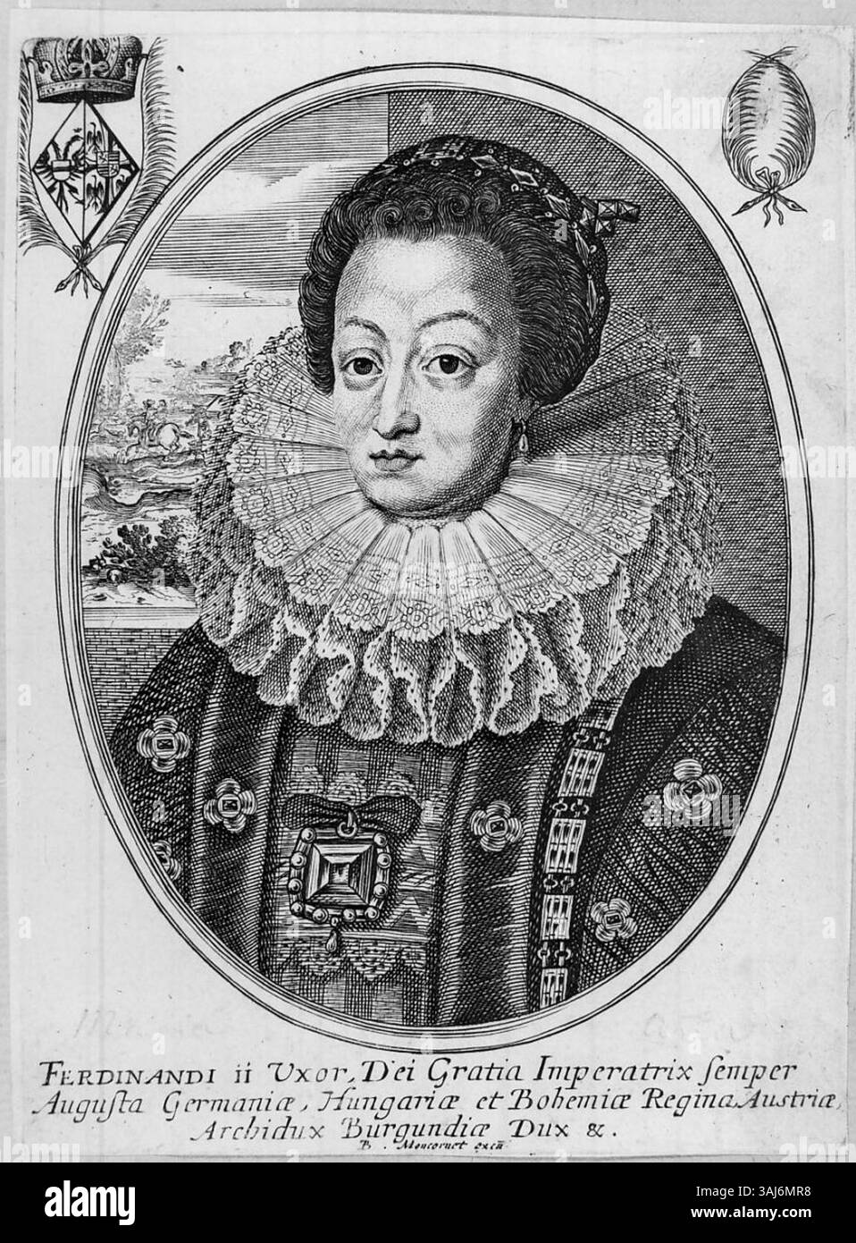 This 17th-century engraving after a portrait by Suttermans features ...