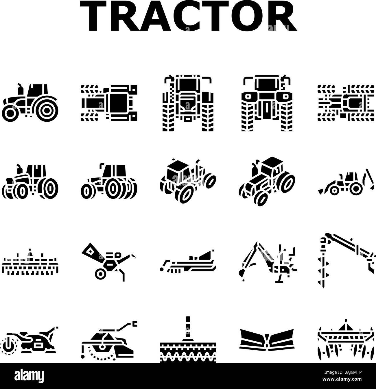 tractor farming agriculture icons set vector Stock Vector Image & Art ...