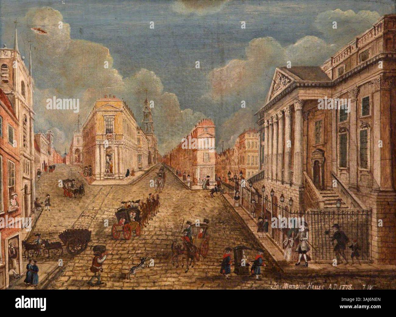 This 1778 painting depicts the Mansion House in London, the official ...