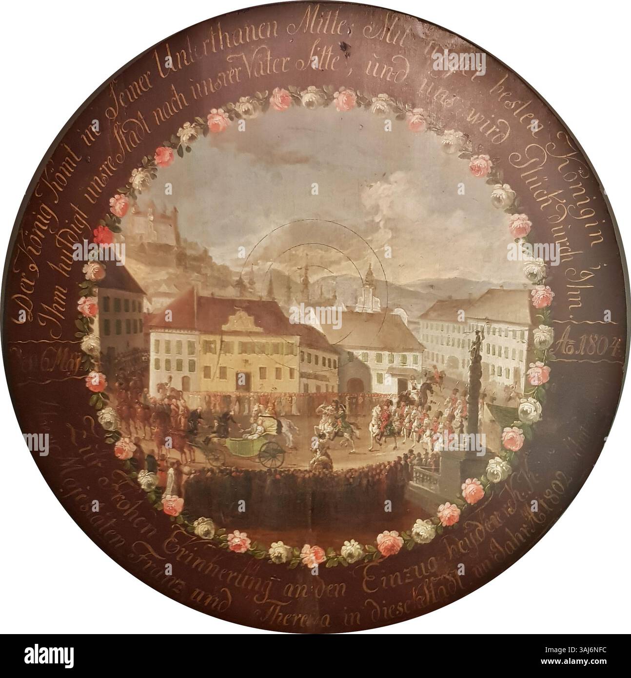 A painted target from 1804 showing the arrival of Emperor Francis and ...