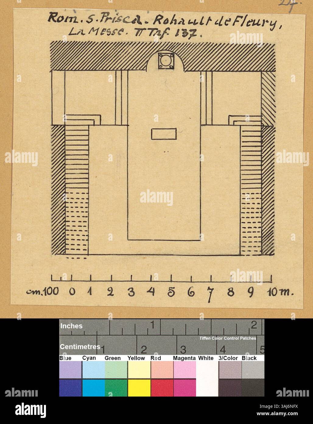 This image features the floor plan of the Santa Prisca Church in Rome ...
