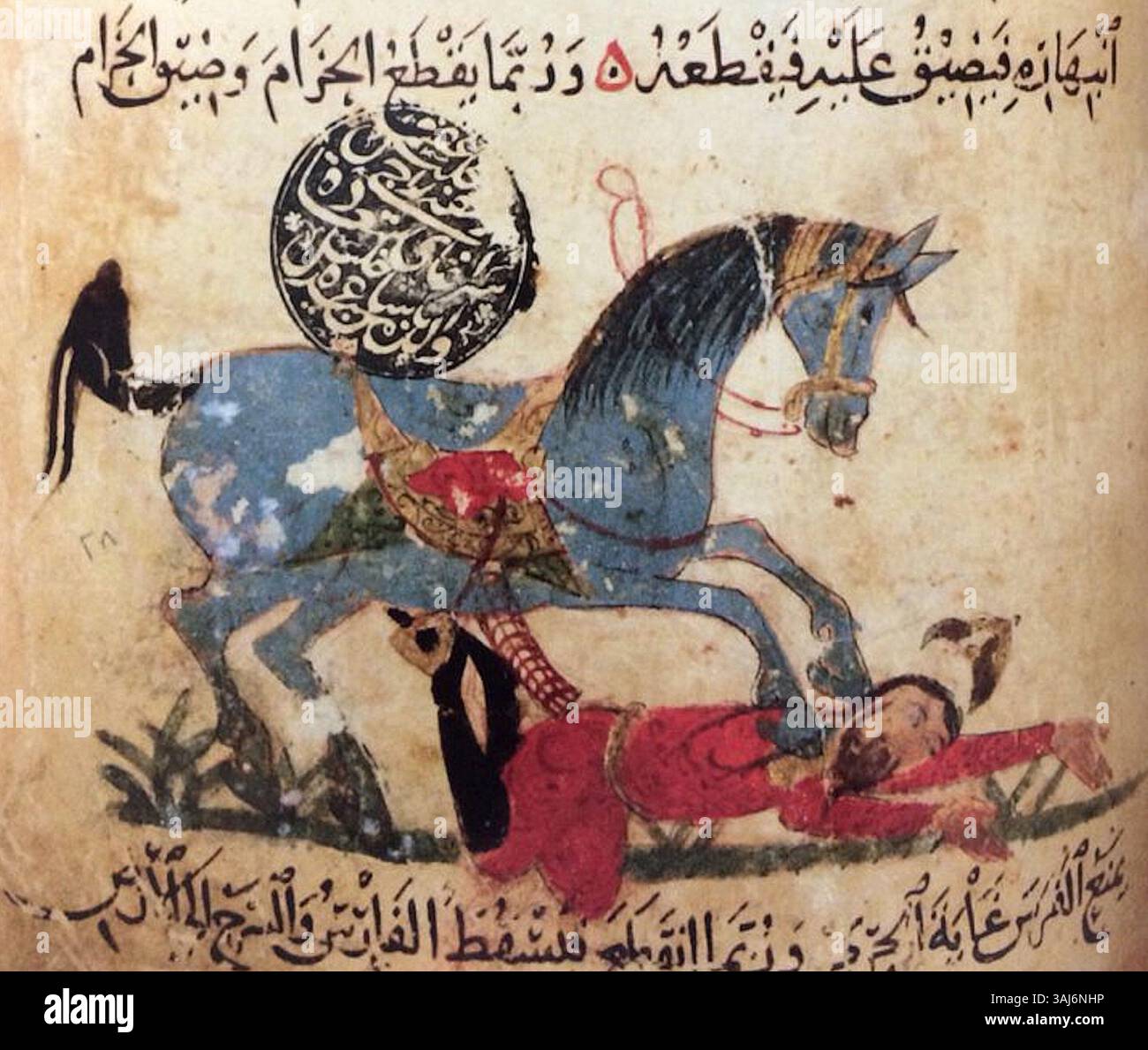 This 12th-century illustration from the 'Kitb al-Bayara' by Ibn al-Anaf ...