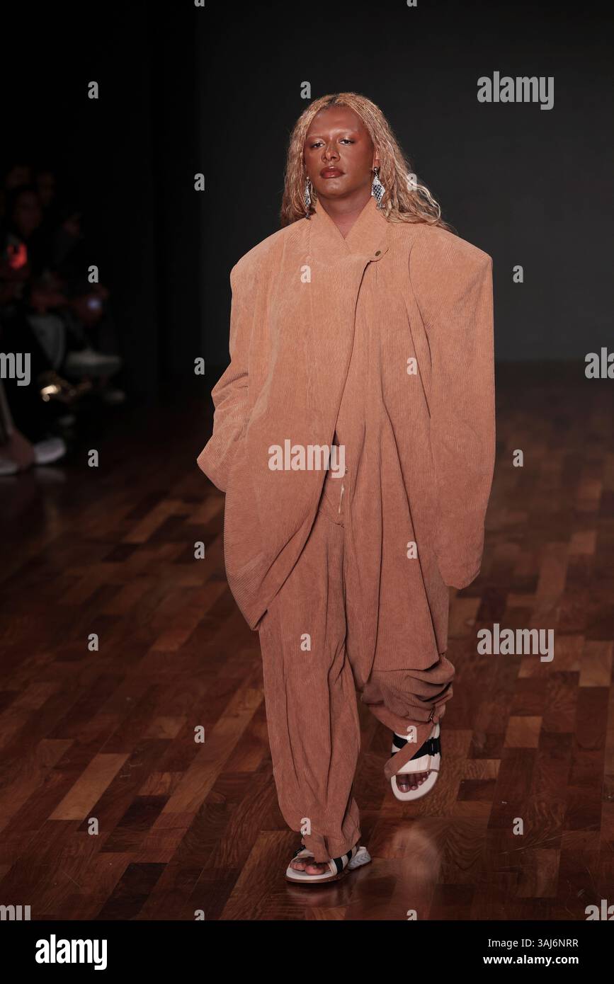 Brazilian singer Liniker wears a creation from the Dendezeiro ...