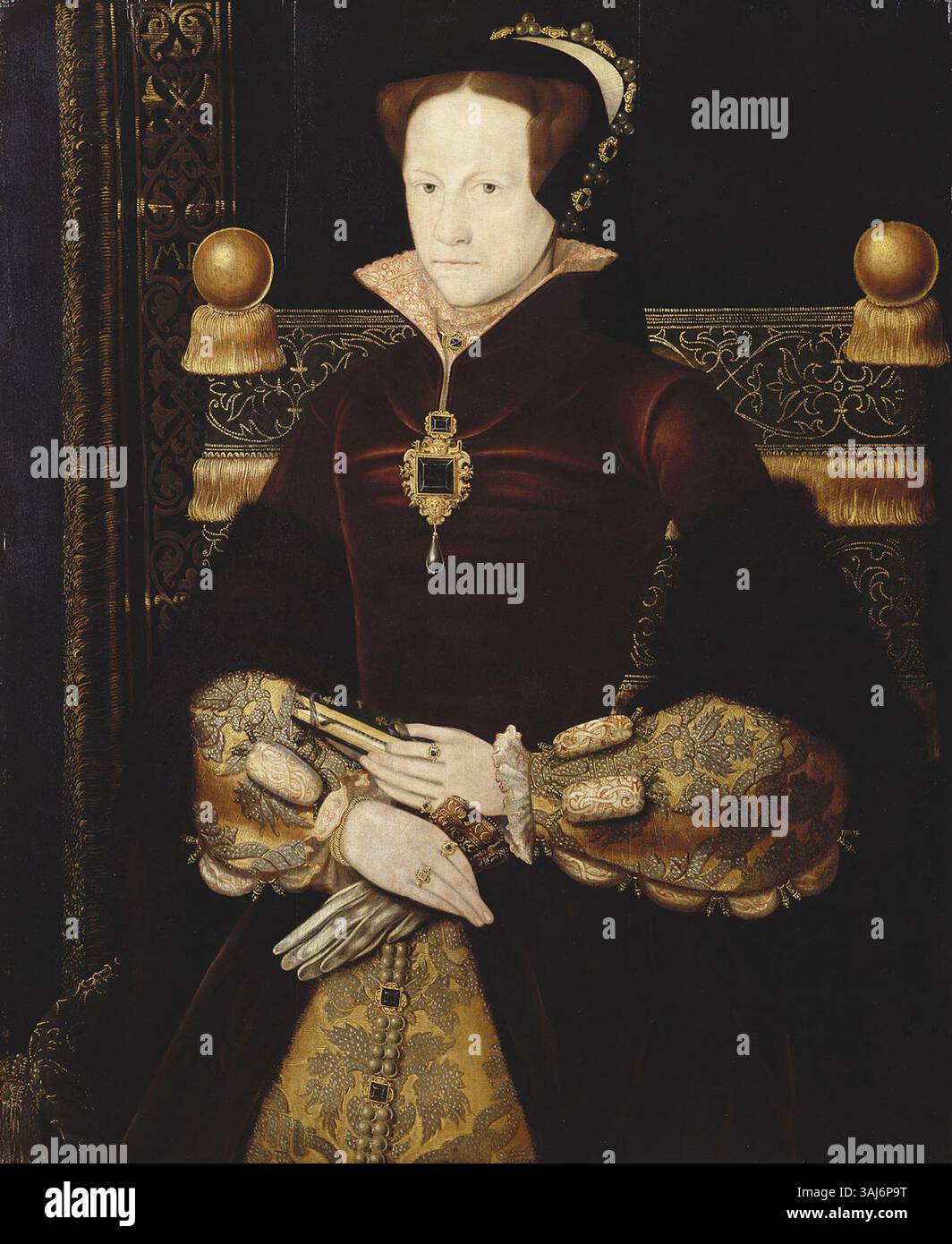 This 16th-century portrait of Mary I, created between 1554 and 1559 ...