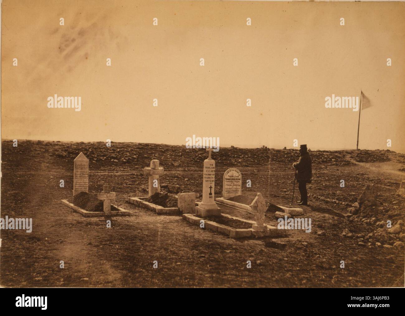 Photograph by Roger Fenton of the tombs of generals on Cathcart's Hill ...