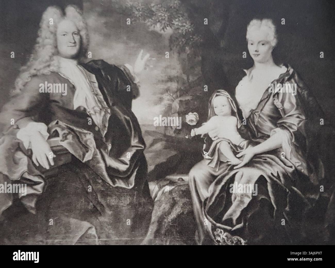 A portrait of Nikodemus Tessin with his wife and son, painted by Lucas ...