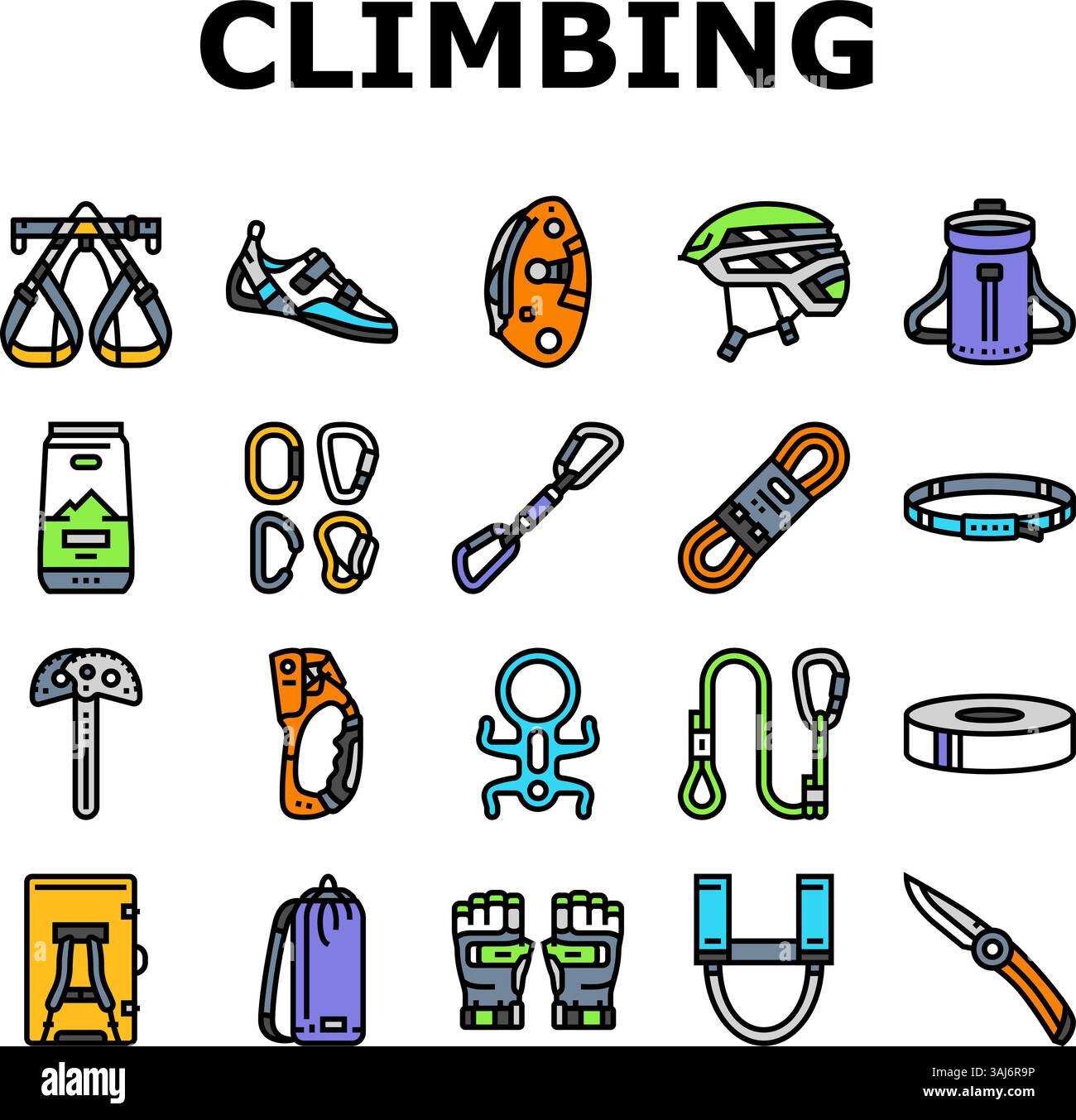 rock climbing bouldering icons set vector Stock Vector Image & Art - Alamy