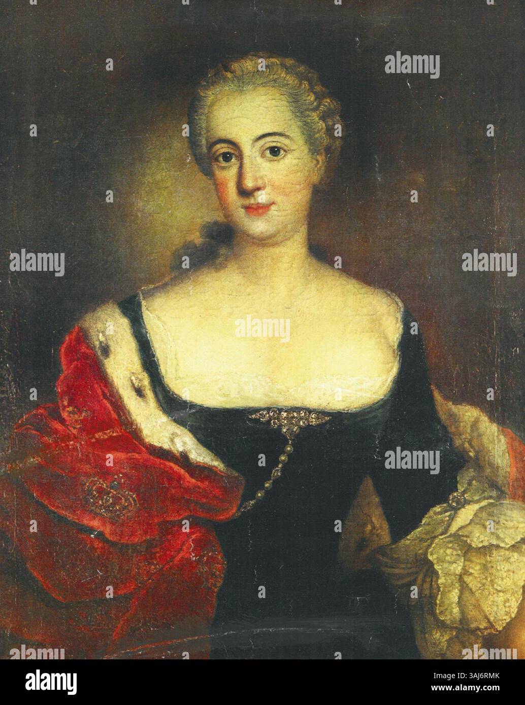 This portrait depicts Anna Amalia of Prussia, Abbess of Quedlinburg, painted in the 18th century ...