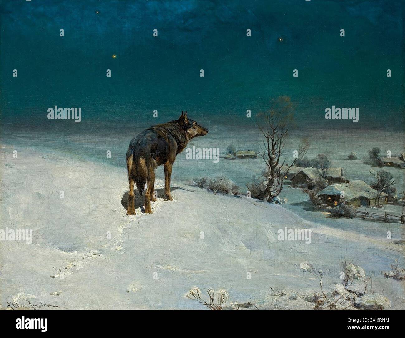 Alfred Wierusz-Kowalski's painting 'Wilk' (Wolf), circa 1900, showcases ...
