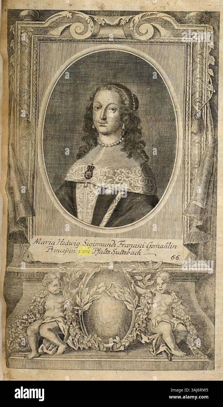 Engraving of Hedwig of the Palatinate-Sulzbach (1650-1681), wife of ...