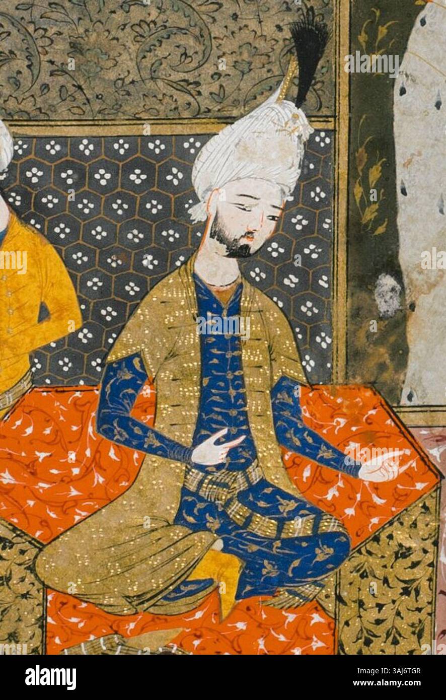 Portrait of Shah Ismail II seated on the throne, from Qadi Ahmad Qummi ...
