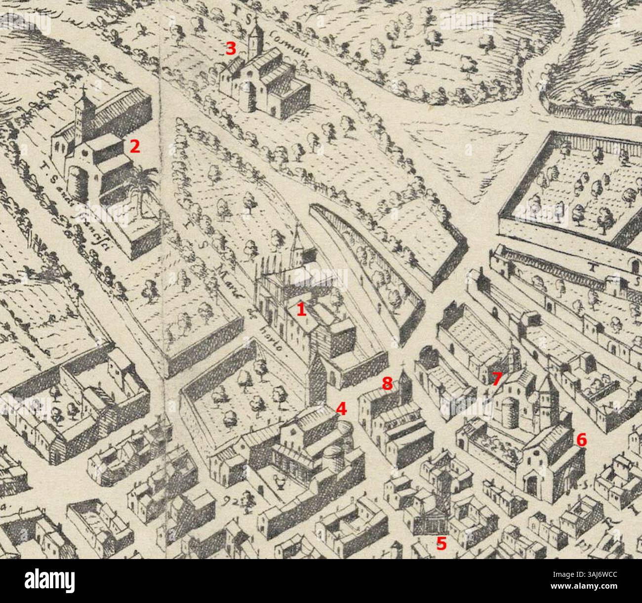 Étienne Dupérac’s 1577 map illustrates the Santa Maria dell'Orto area ...