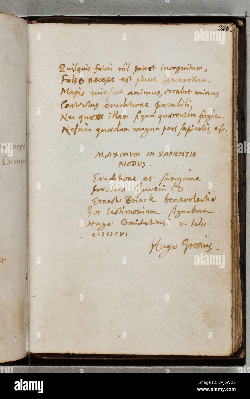 The album amicorum of Ernst Brinck features a contribution from Hugo ...