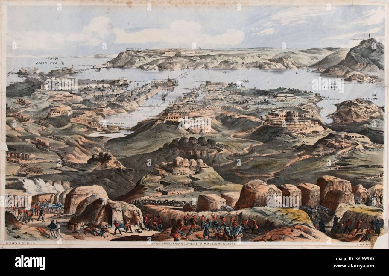 This lithograph by Thomas Packer shows a view of Sevastopol during the ...