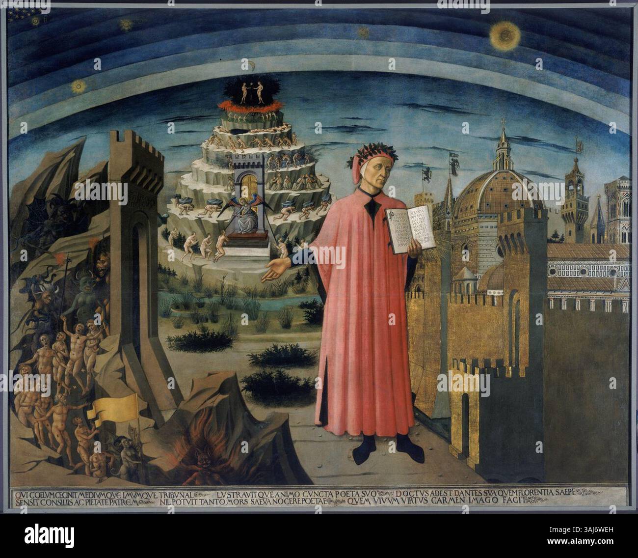 Domenico di Michelino’s *Dante and His Poem* (1465) depicts Dante ...