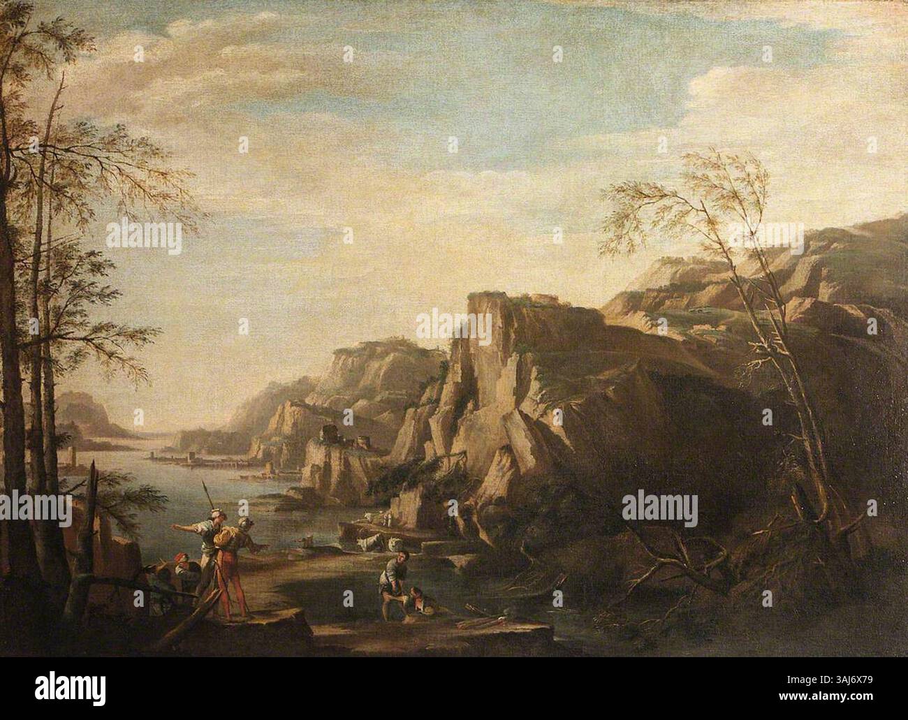 A coastal scene with banditti, attributed to Salvator Rosa, painted between 1600 and 1700. The ...