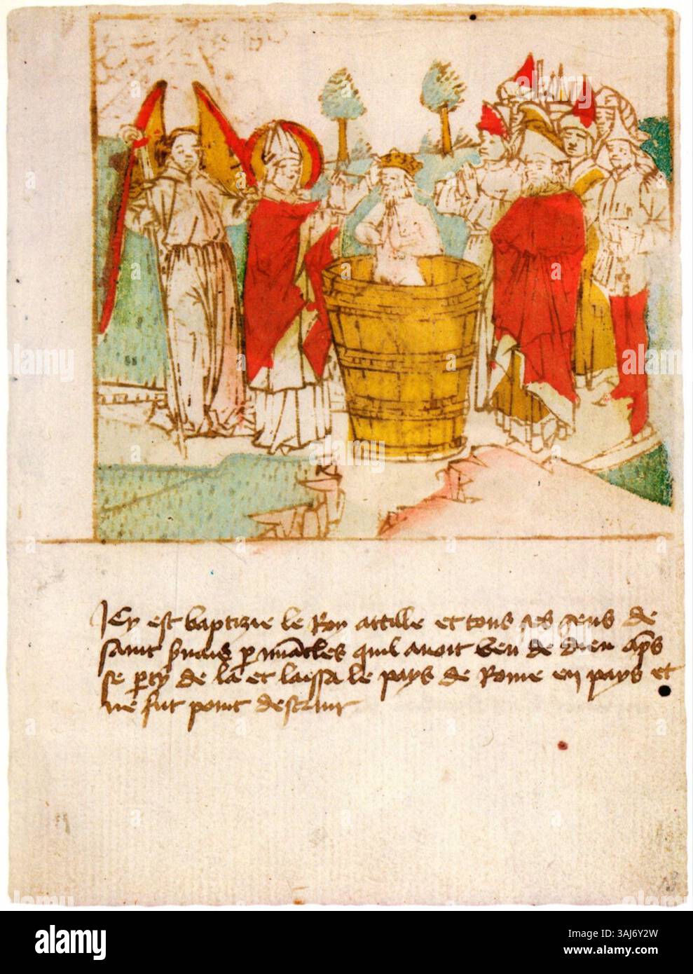 This print from the 'Blokboek van Sint-Servaas,' circa 1460 ...