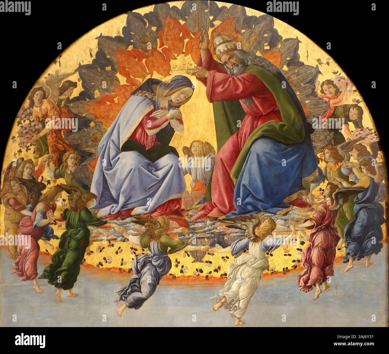 Sandro Botticelli’s 'Incoronazione della Vergine' (1488-1490) is a devotional panel painting ...