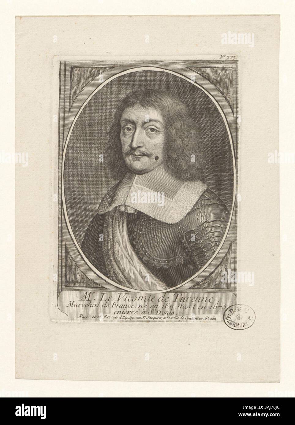 This print honors Henri de La Tour d'Auvergne, Vicomte de Turenne, a ...
