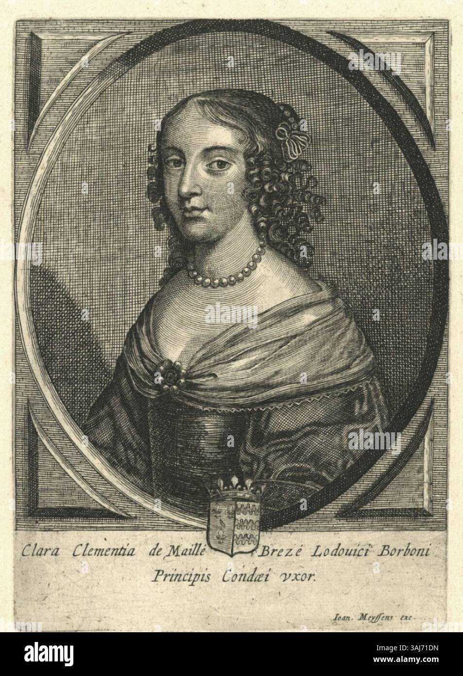 An engraving by Joannes Meyssens of Claire-Clémence de Maillé, the wife ...