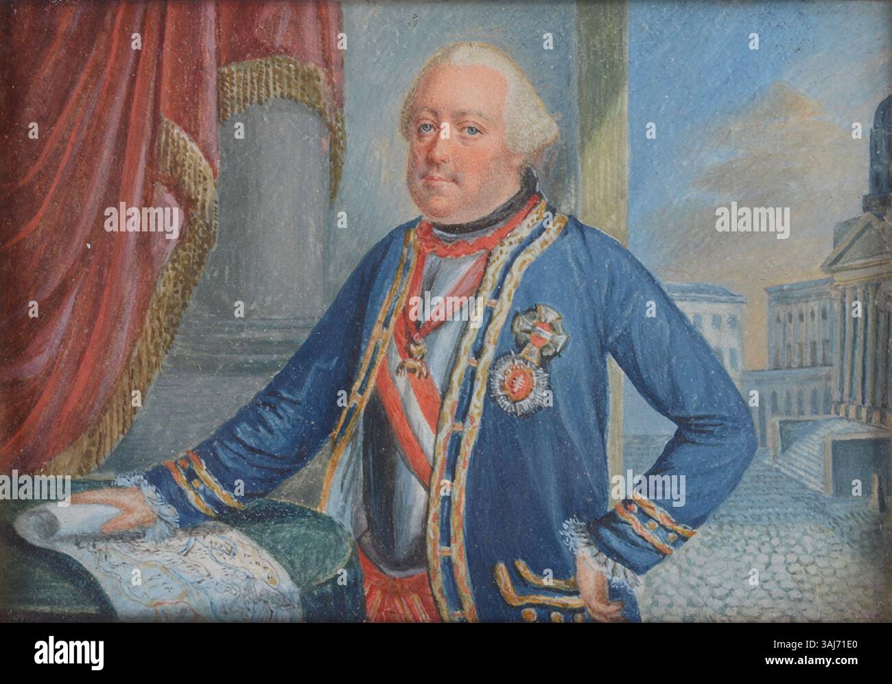 A miniature portrait of Franz I Stephan, Holy Roman Emperor, created by ...