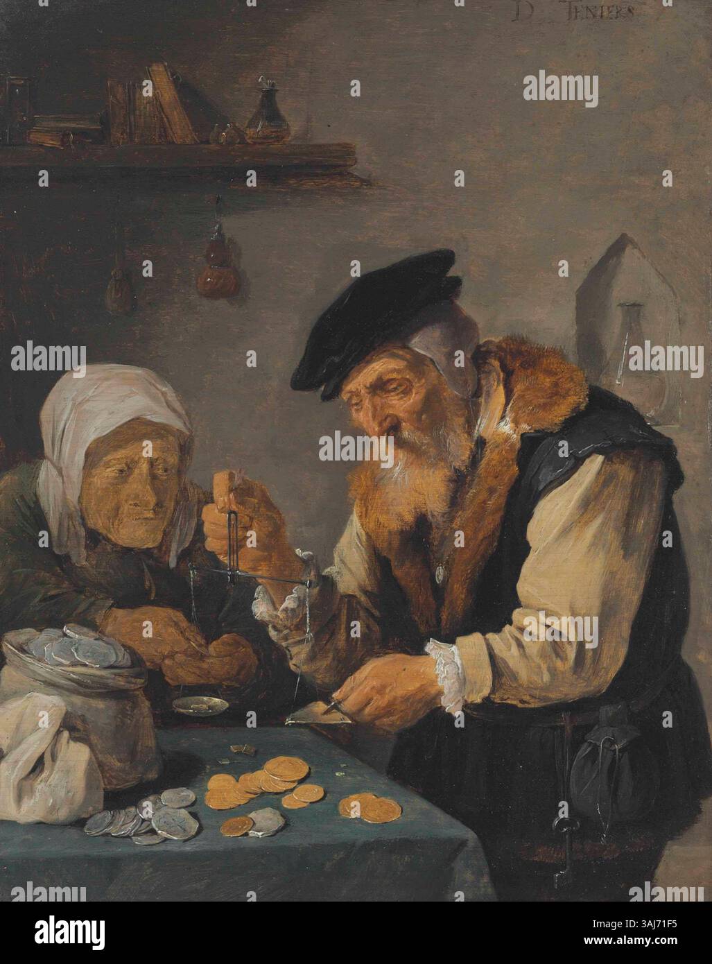 David Teniers the Younger’s 'Old Man and Woman Weighing Coins' (1645 ...