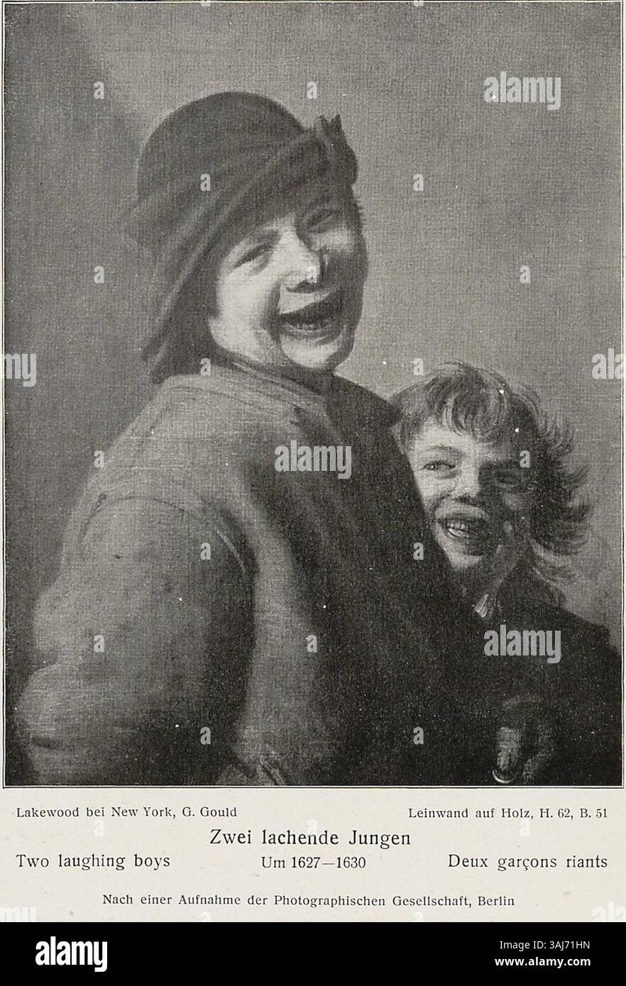 This oil painting, attributed to Frans Hals, depicts two laughing boys ...