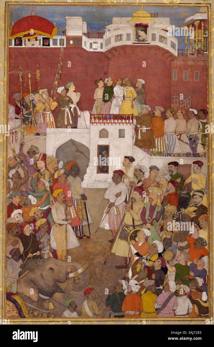 A 1620 painting by Abu'l Hasan depicting Emperor Jahangir at the ...
