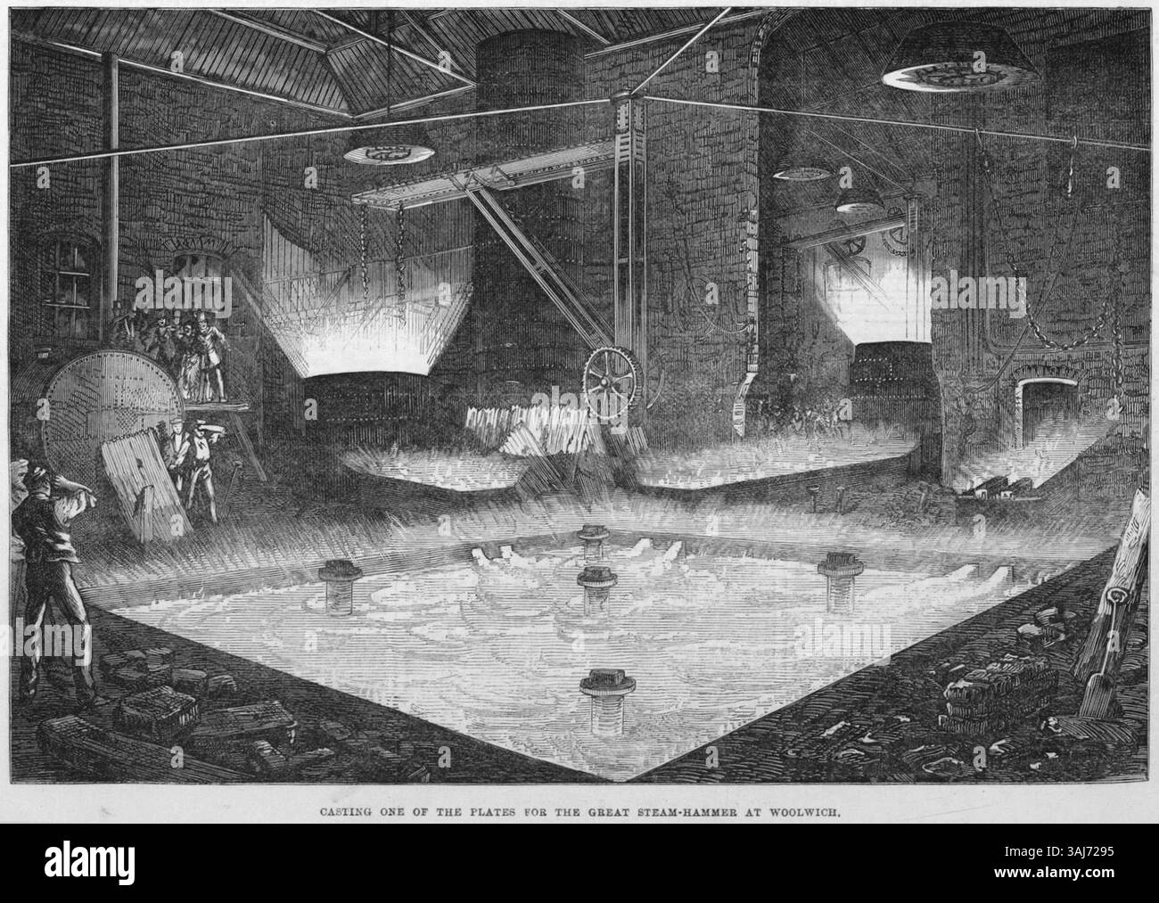 A print from The Illustrated London News in 1872 showing the casting of ...